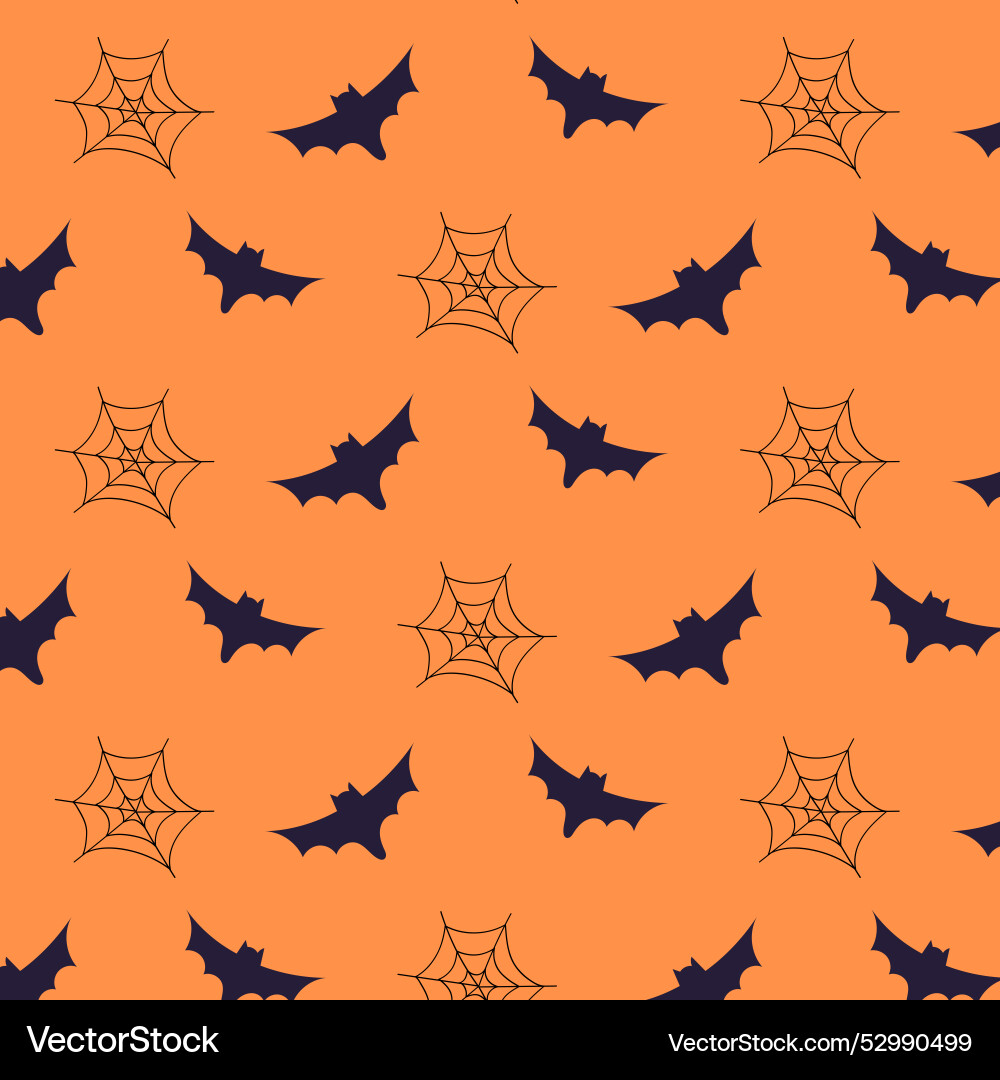 Halloween pattern with bat and spider web Vector Image