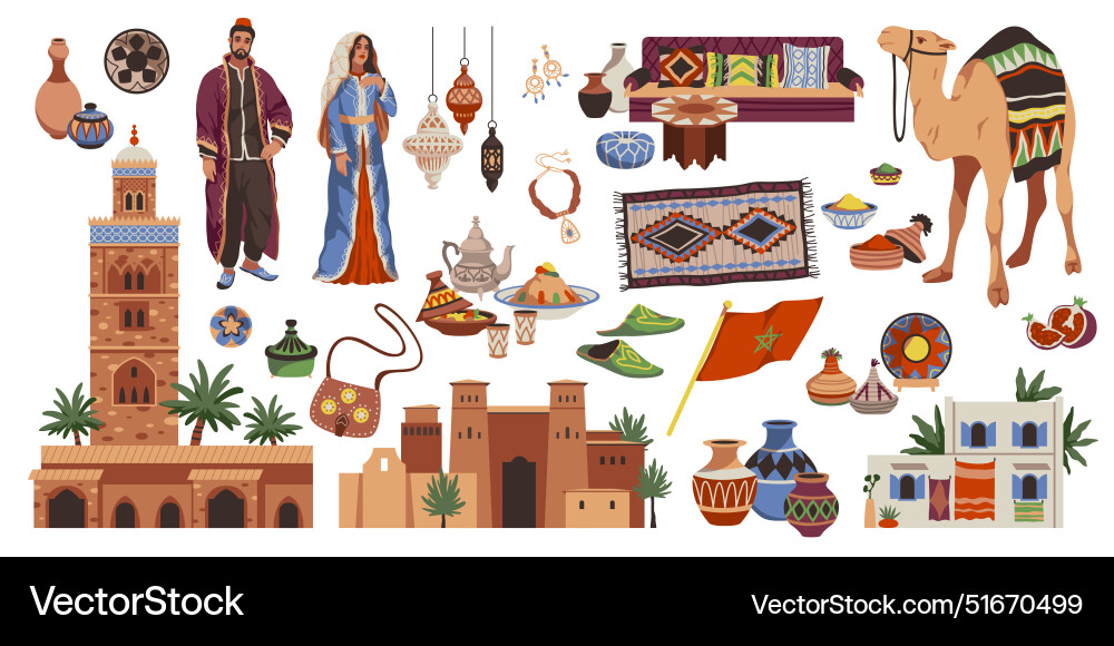 Moroccan Travel Elements Royalty Free Vector Image