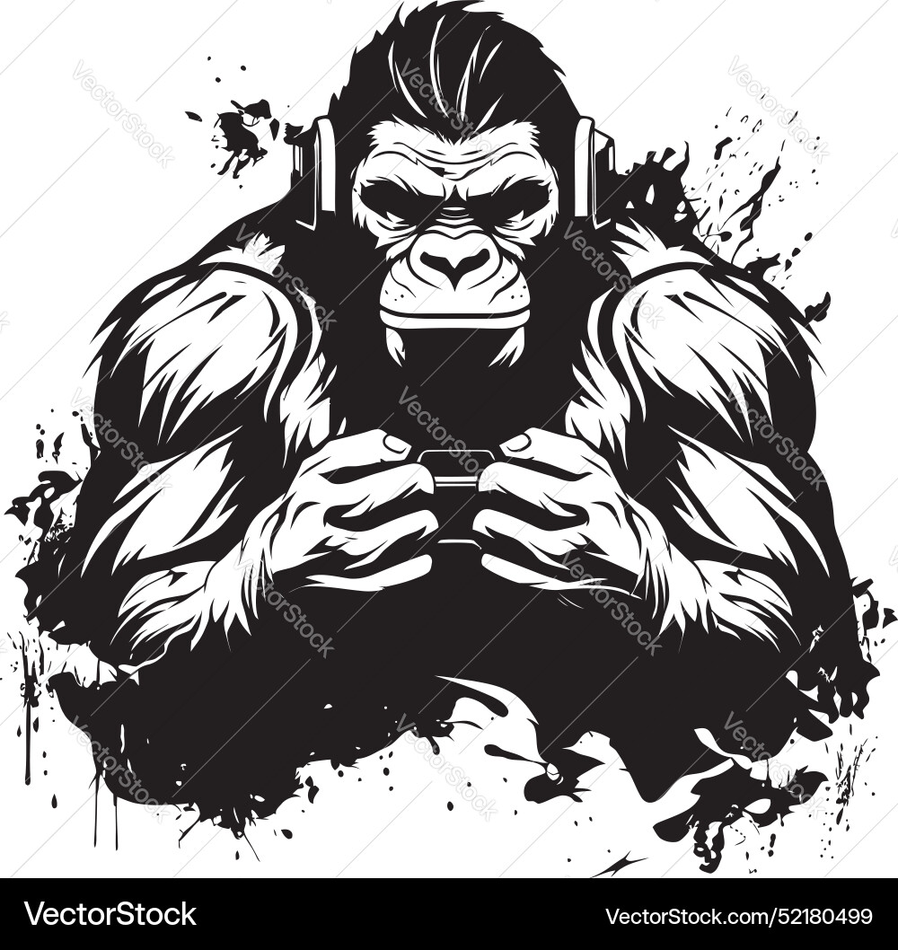 Muscle monkey moves chimpanzee console design Vector Image