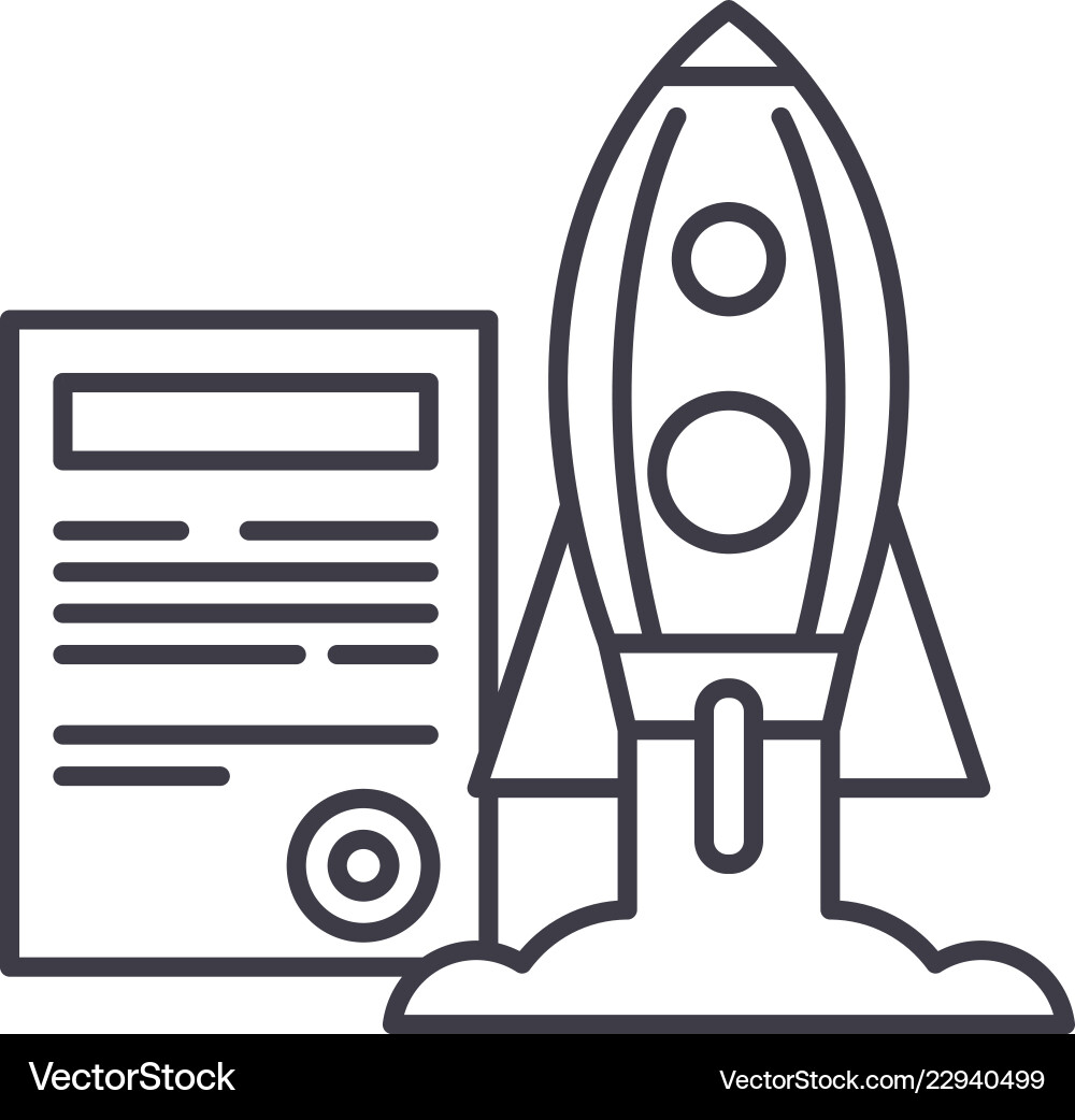 Project launch line icon concept Royalty Free Vector Image