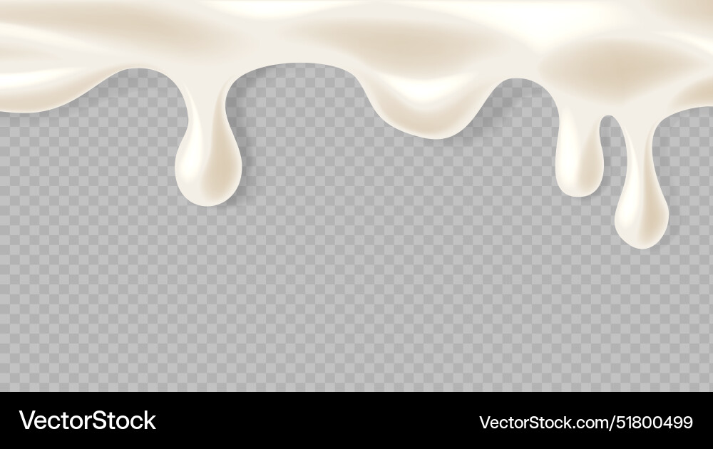 Realistic flowing creamy border with dripping Vector Image