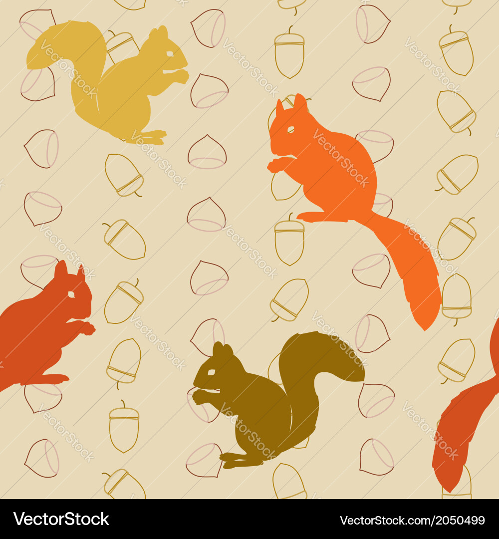 Seamless pattern with squirrels and nuts Vector Image