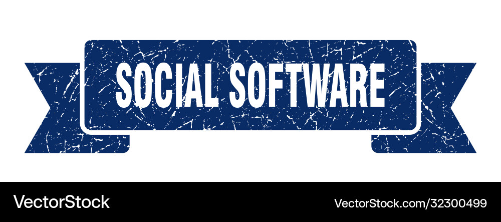 Social software ribbon grunge Royalty Free Vector Image