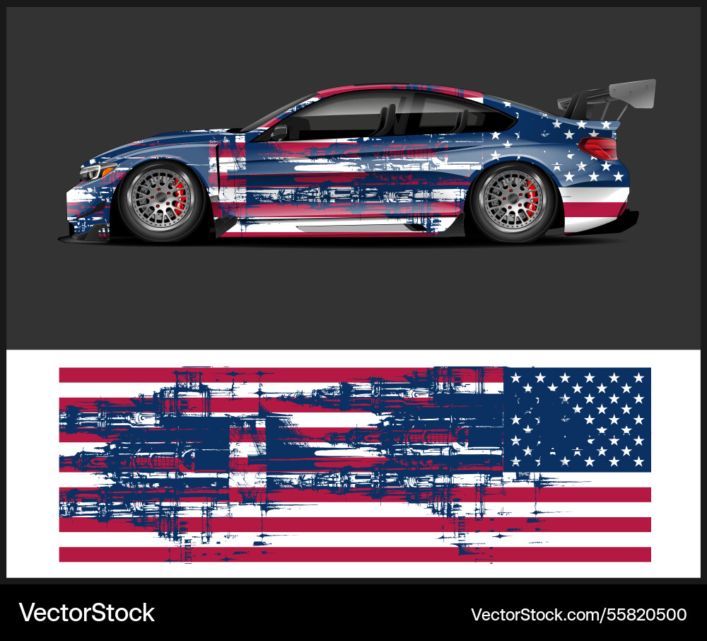American flag car wrap design graphics Royalty Free Vector