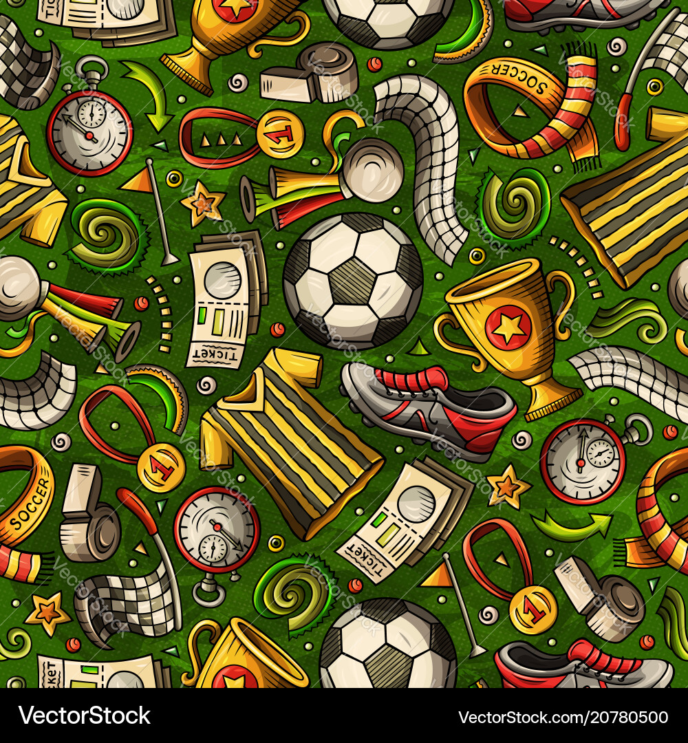 Cartoon Soccer Pattern Royalty Free Vector Image
