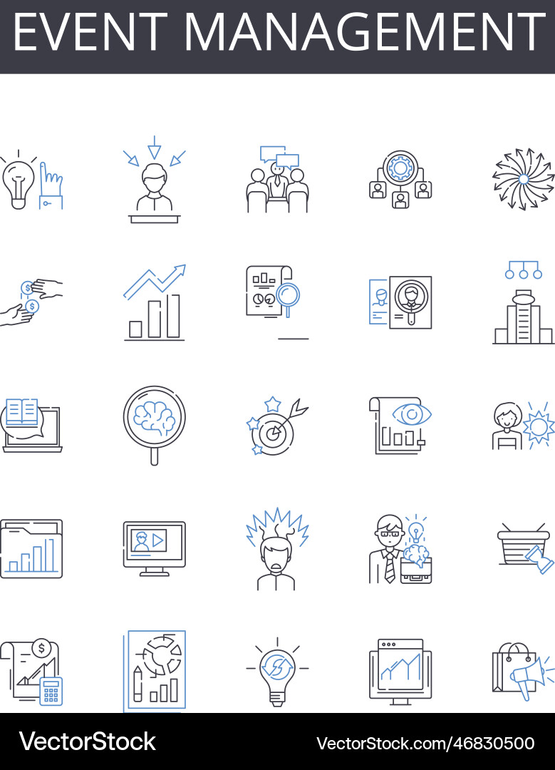 Event management line icons collection project Vector Image