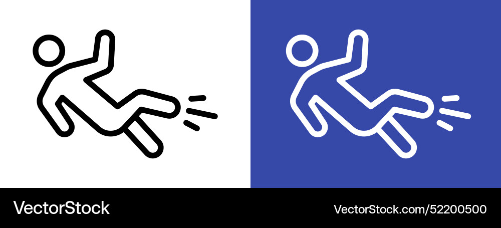 Fall accident icon logo sign set outline Vector Image