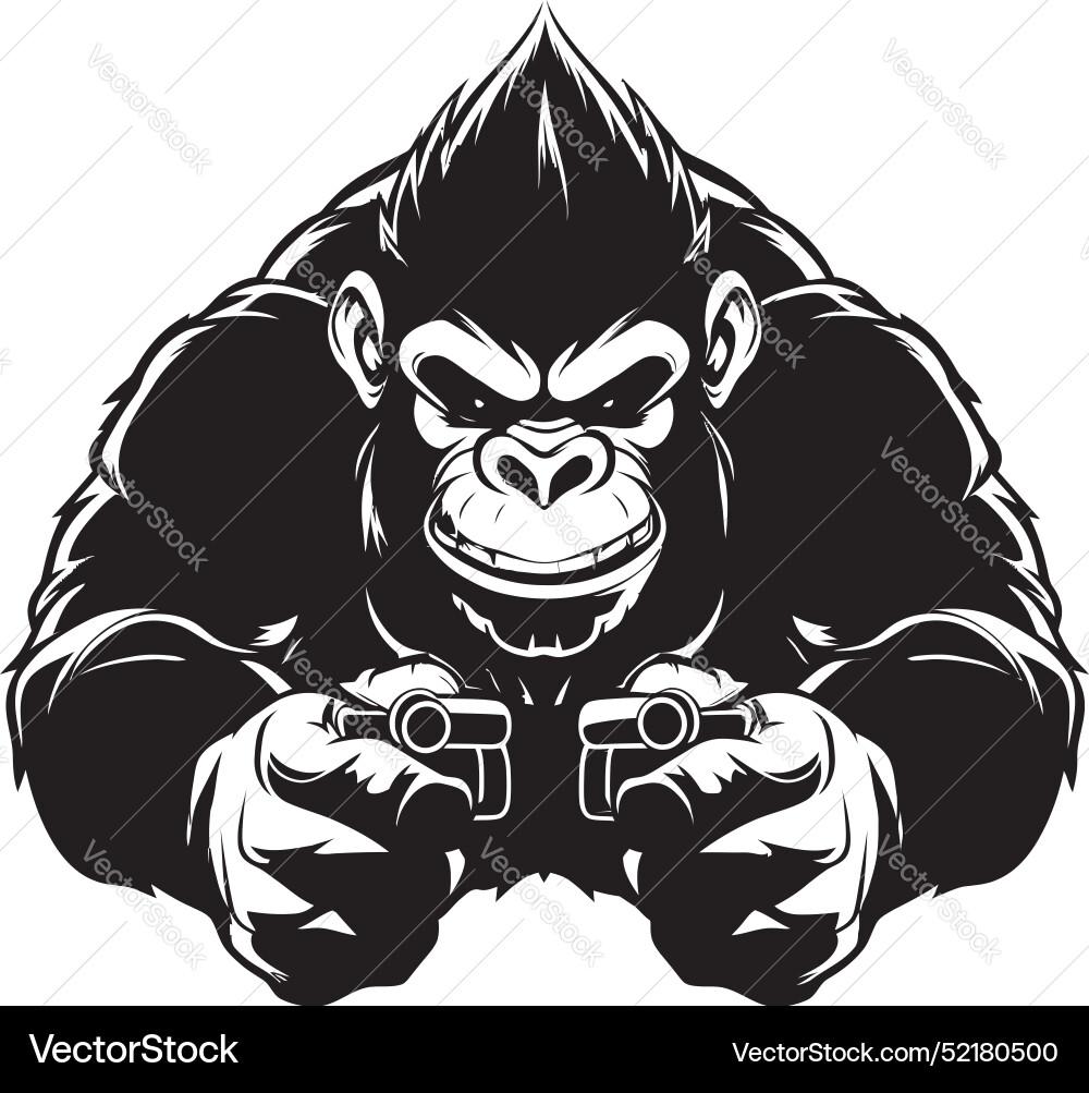 Gaming gorilla grasp strong primate emblem mighty Vector Image