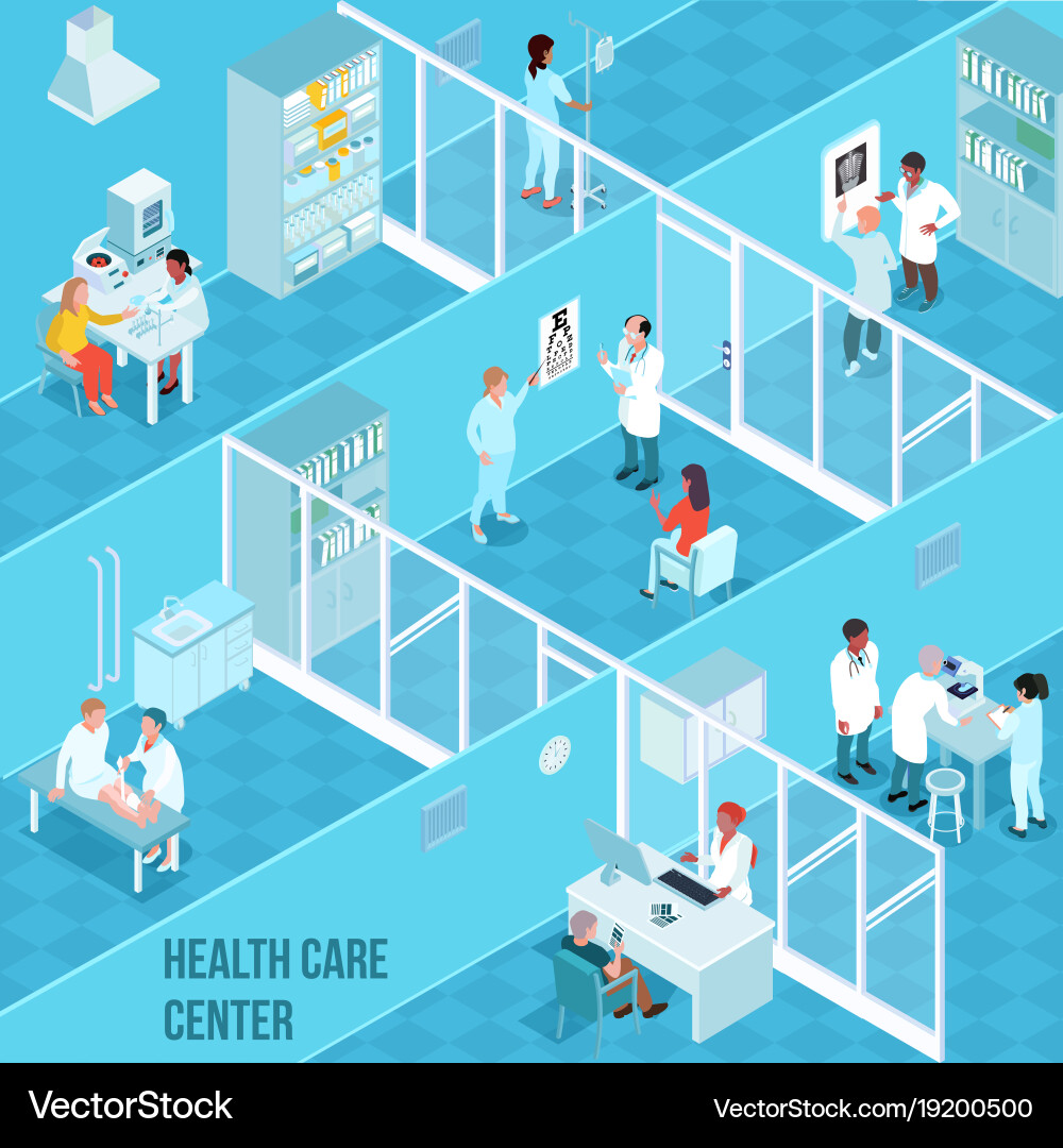 Health care center isometric Royalty Free Vector Image