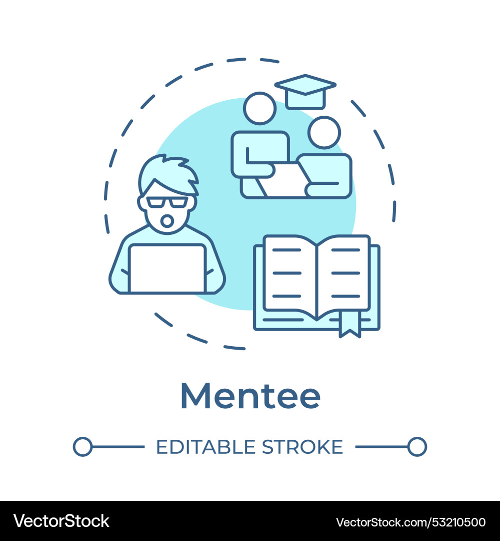 Mentee soft blue concept icon Royalty Free Vector Image