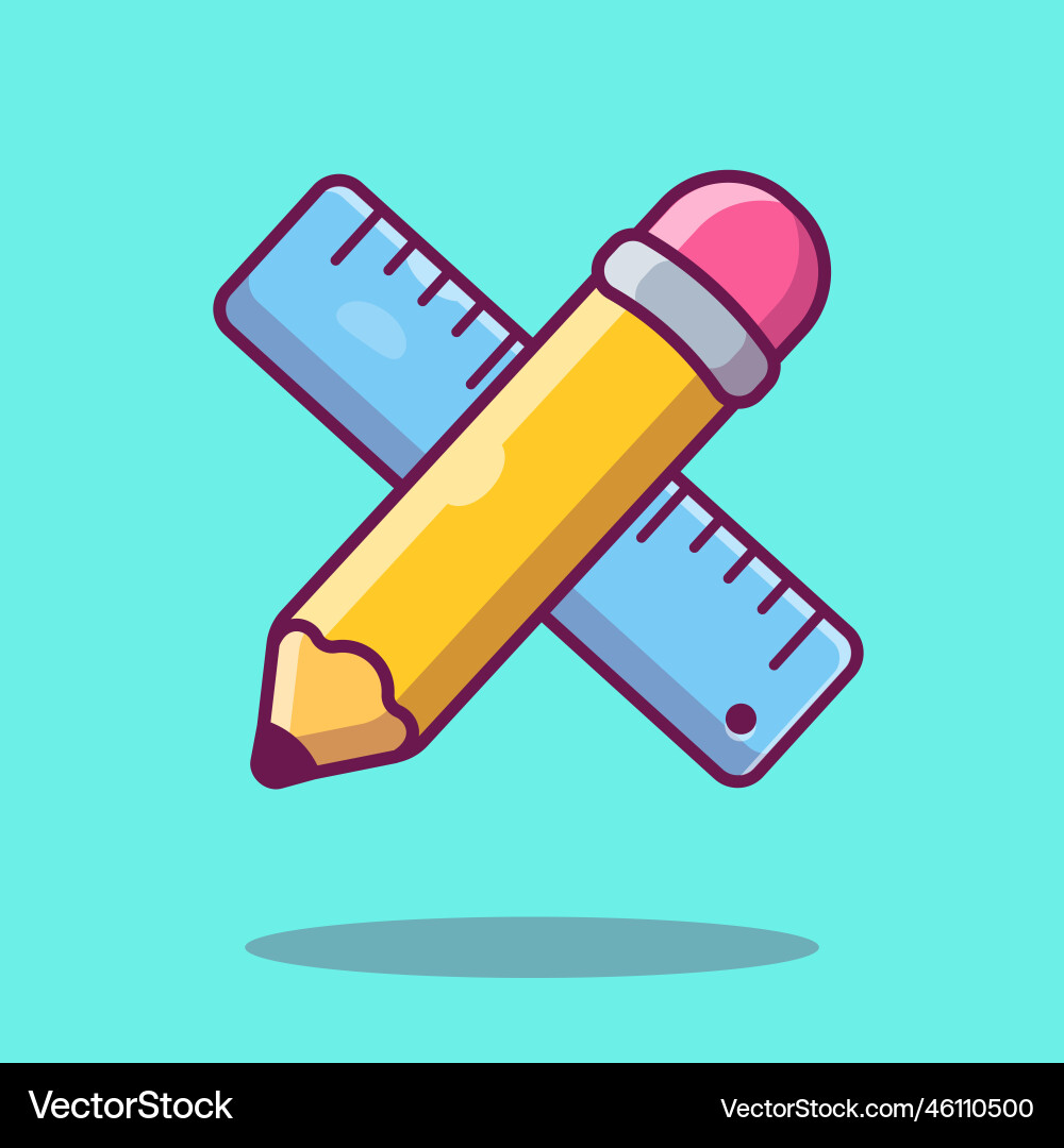 Pencil and ruler cartoon Royalty Free Vector Image