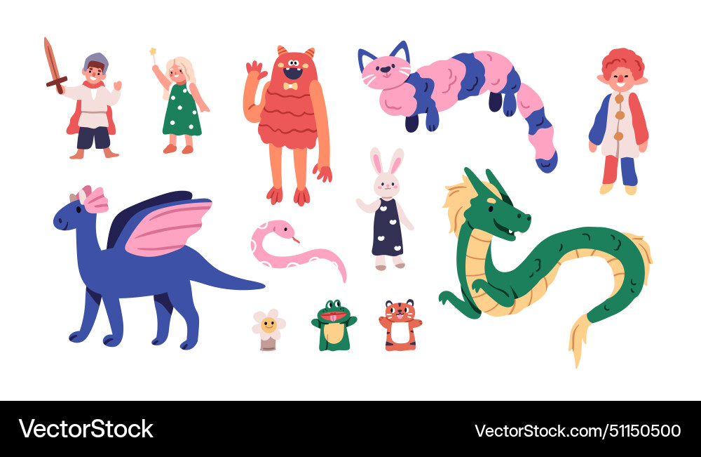 Plush toys kindergarten set funny cute soft Vector Image