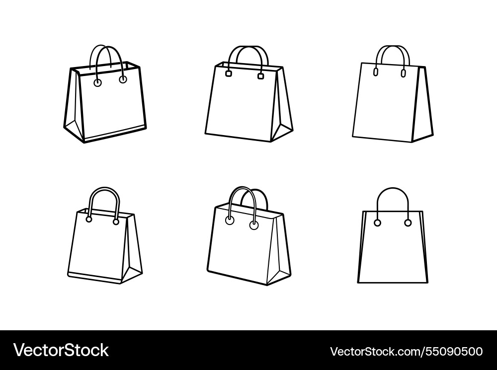 Shopping Bag Line Art Royalty Free Vector Image