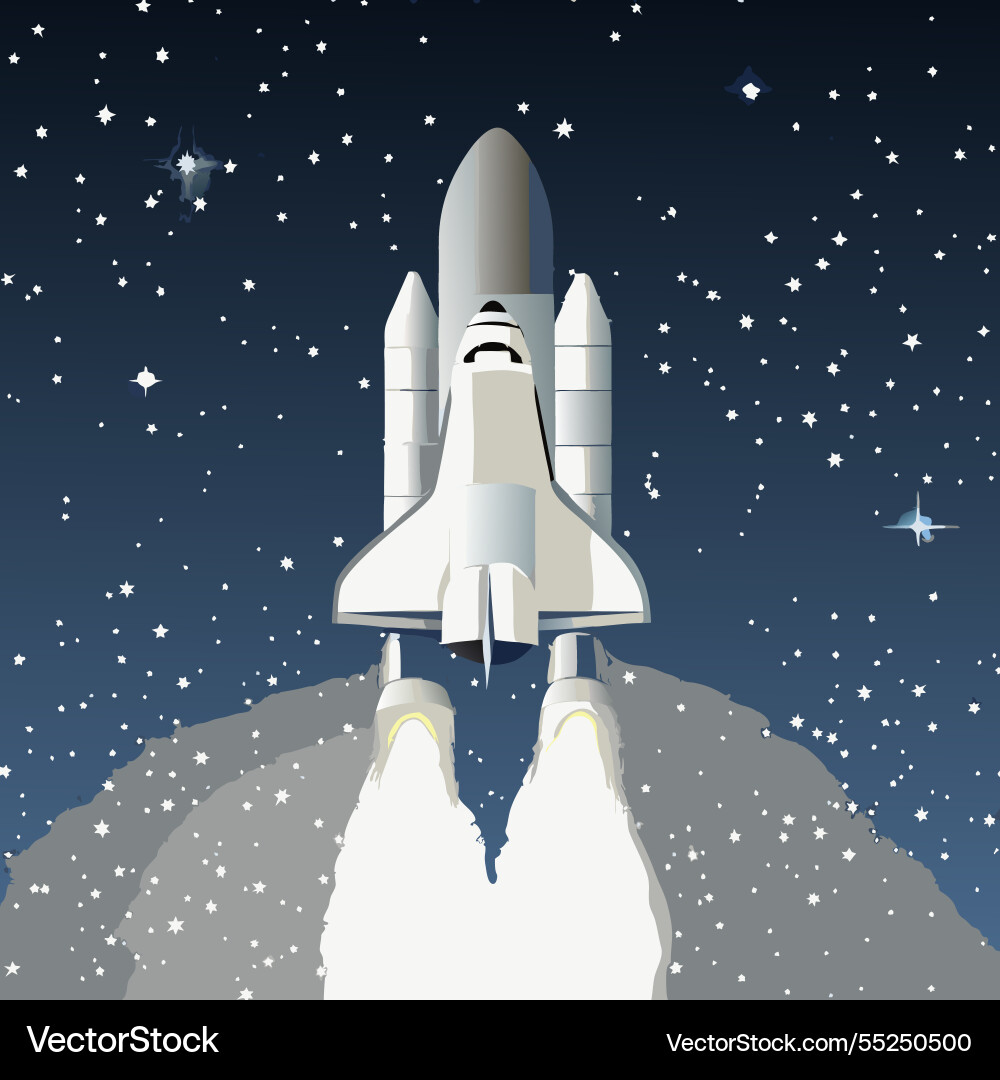 Space shuttle launch rocket takeoff outer Vector Image
