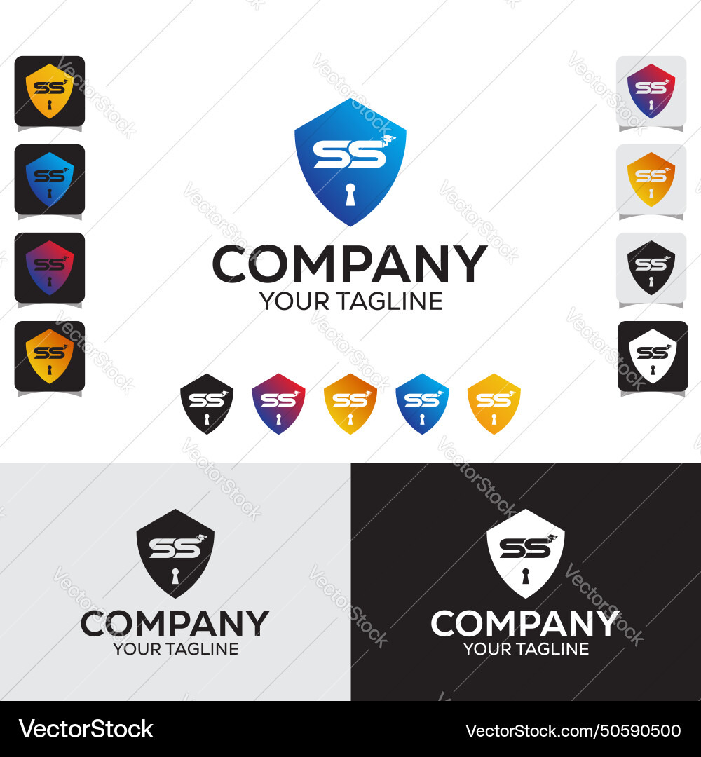 Ss letter with shield cctv security service logo Vector Image