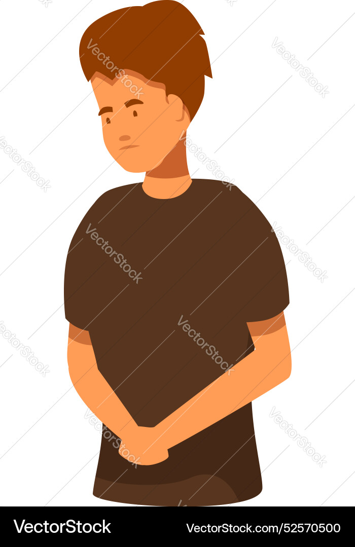 Young man looking down feeling ashamed and guilty Vector Image
