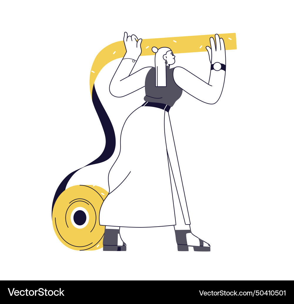Applying decorative ornamental tape tiny woman Vector Image