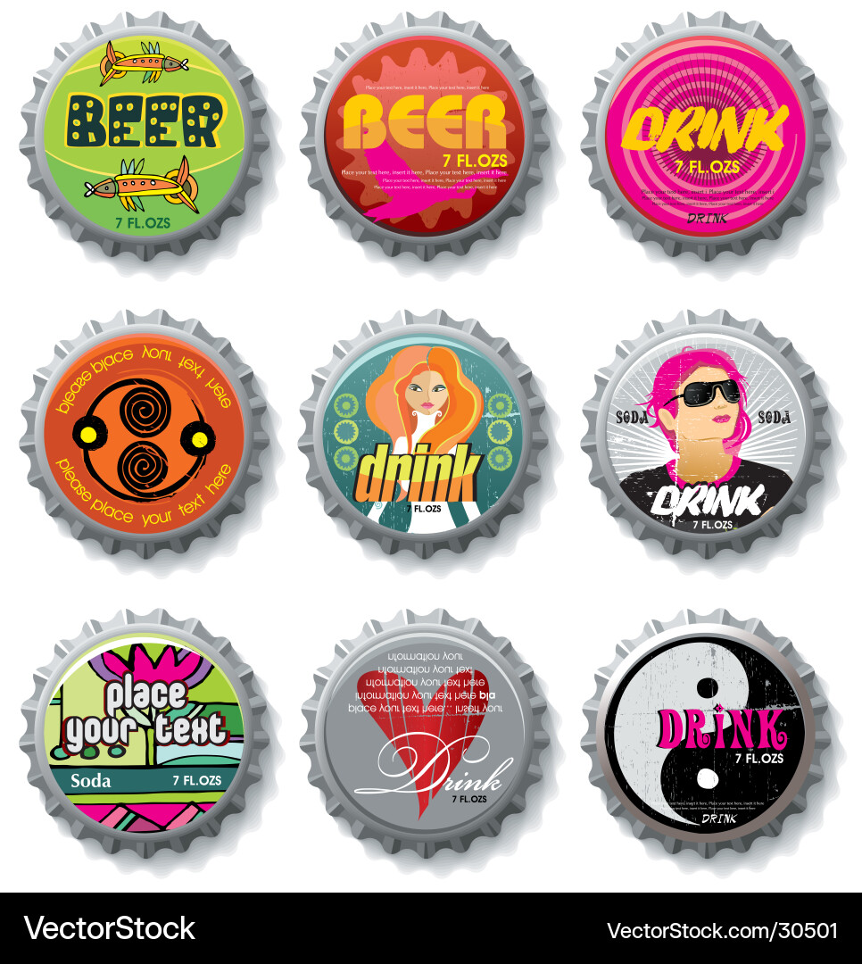 Bottle caps Royalty Free Vector Image - VectorStock