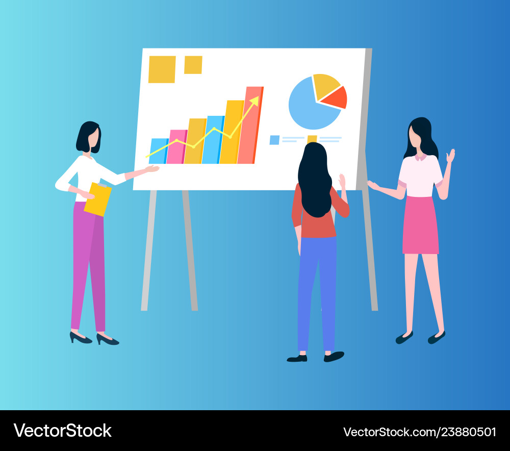 Business presentation with graphics and charts Vector Image
