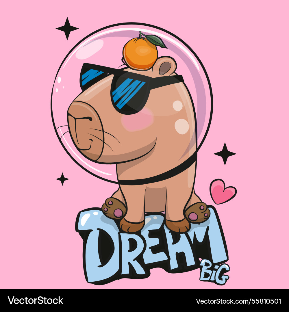Capybara Astronaut in Space Royalty Free Vector Image