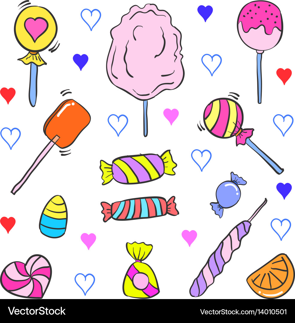 Doodle of candy object various Royalty Free Vector Image