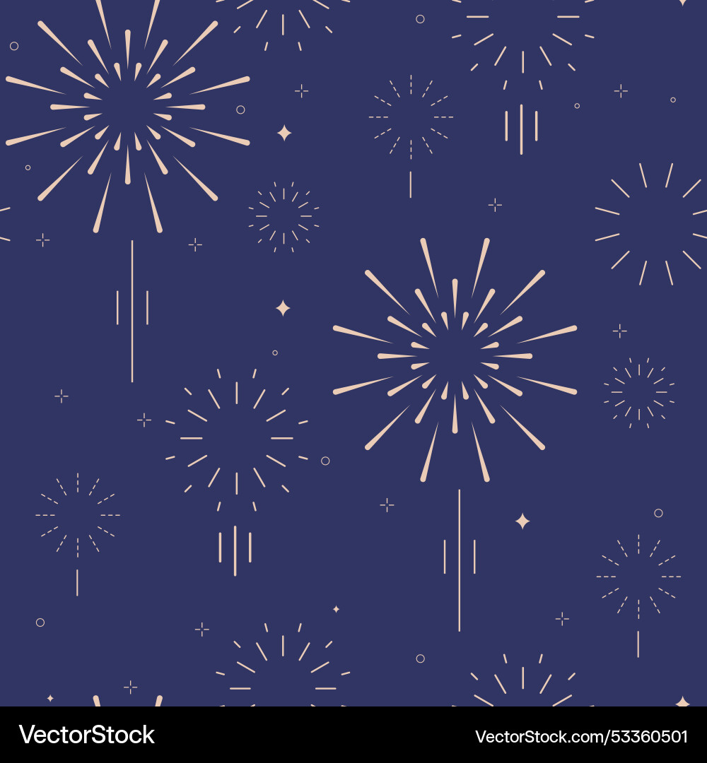 Firework seamless pattern in nighteditable Vector Image