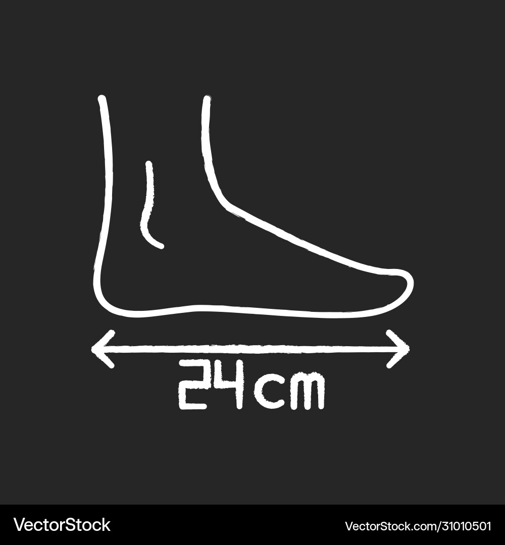 Foot length chalk white icon on black background Vector Image