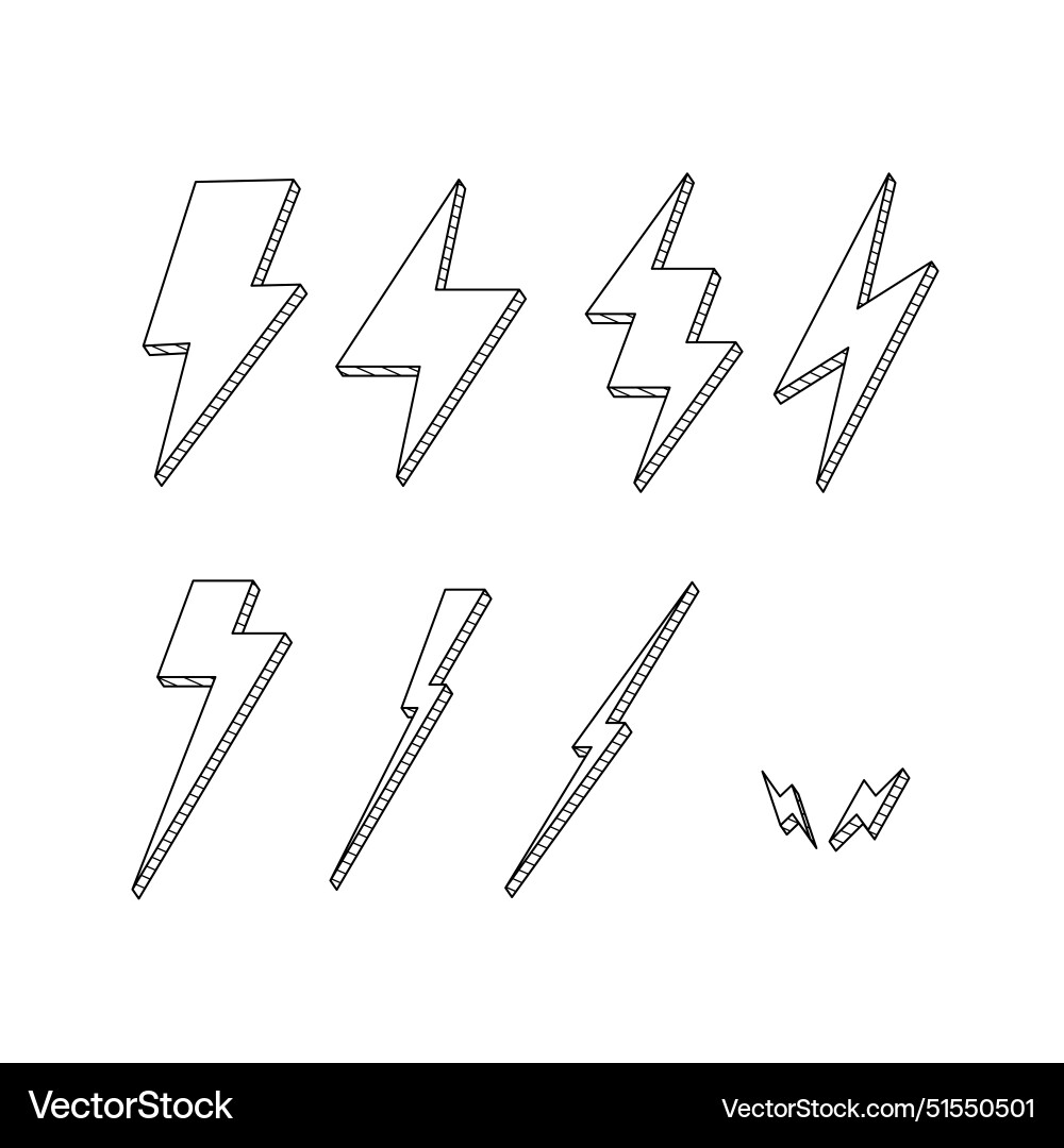 Line set of lightning bolt icon thunderbolt Vector Image