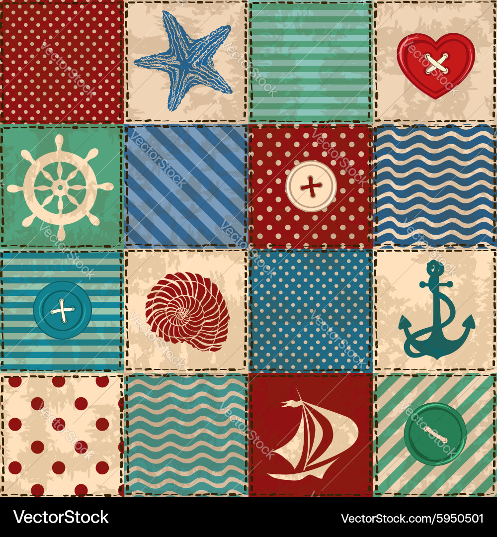 Nautical patchwork seamless pattern Royalty Free Vector Nautical patchwork seamless pattern Royalty Free Vector