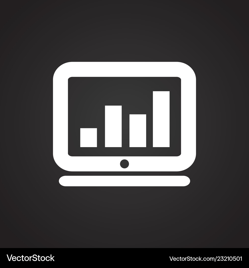 Screen with diagram icon on black background Vector Image