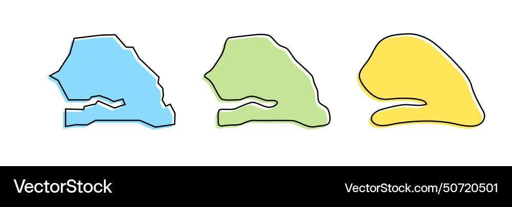 Senegal country map in three levels Royalty Free Vector