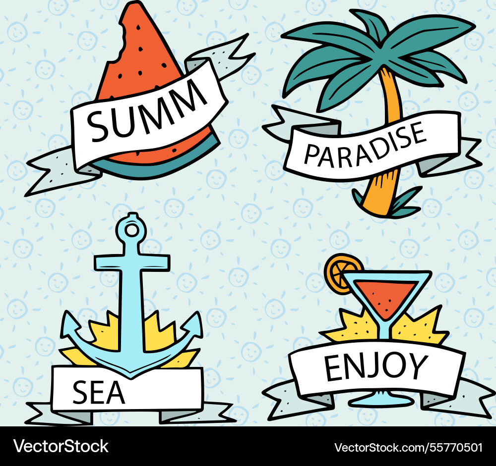 Summer logo collection Royalty Free Vector Image