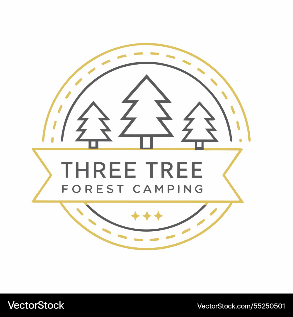 Three tree forest camping logo outdoor adventure Vector Image