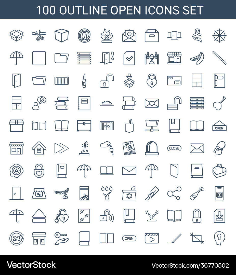 100 open icons Royalty Free Vector Image - VectorStock