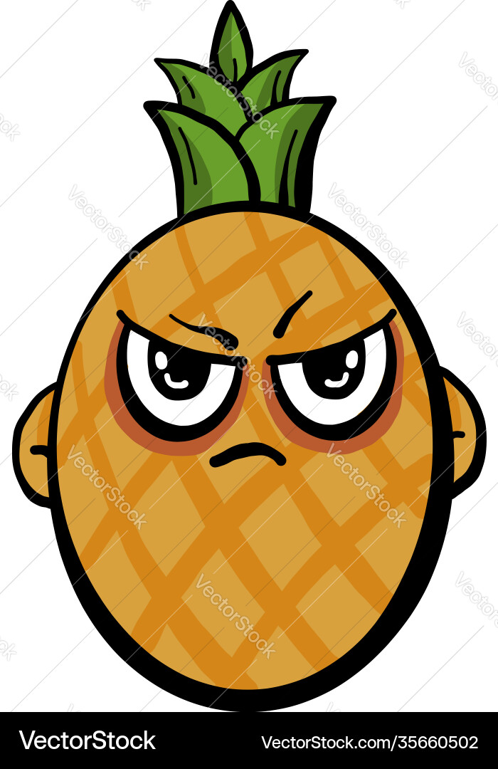 Angry pineapple on white background Royalty Free Vector