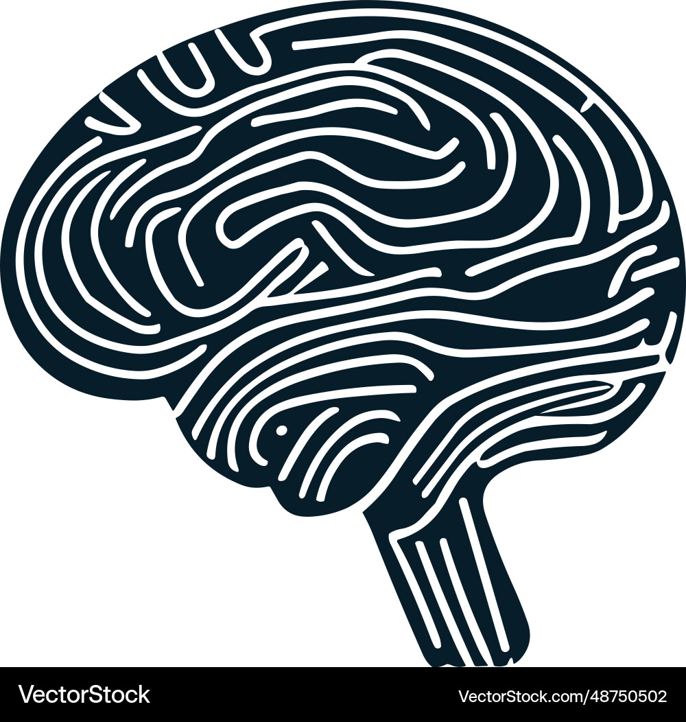 Brain line mind image Royalty Free Vector Image