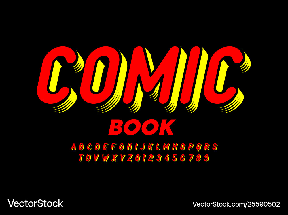 Comic Book Font - Alphabet & Numbers Vector Image