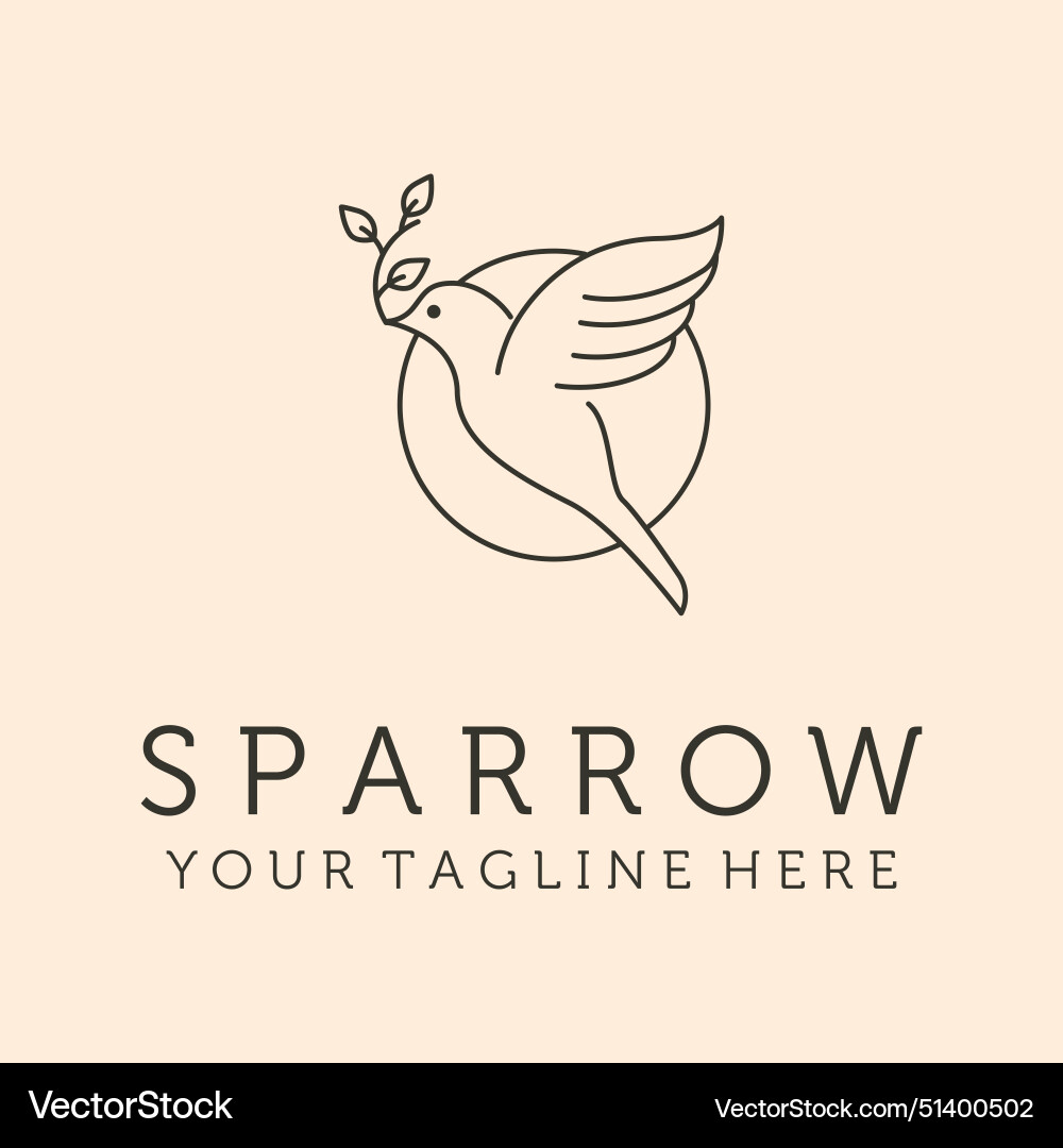 Flying sparrow line art logo symbol design Vector Image
