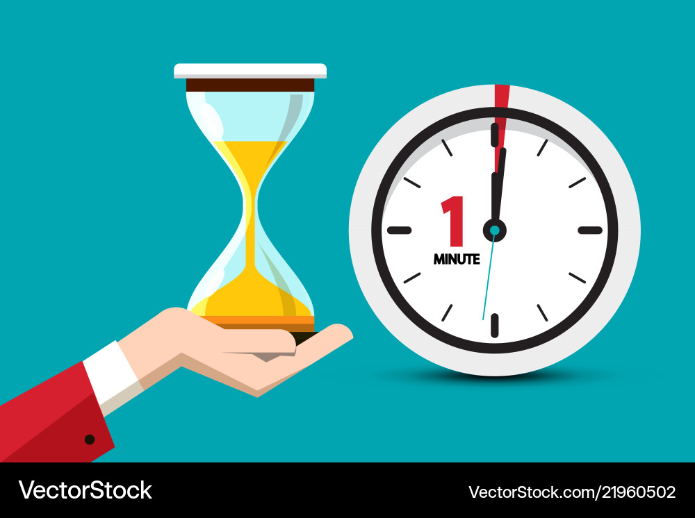 Hourglass time symbol on blue background sand Vector Image