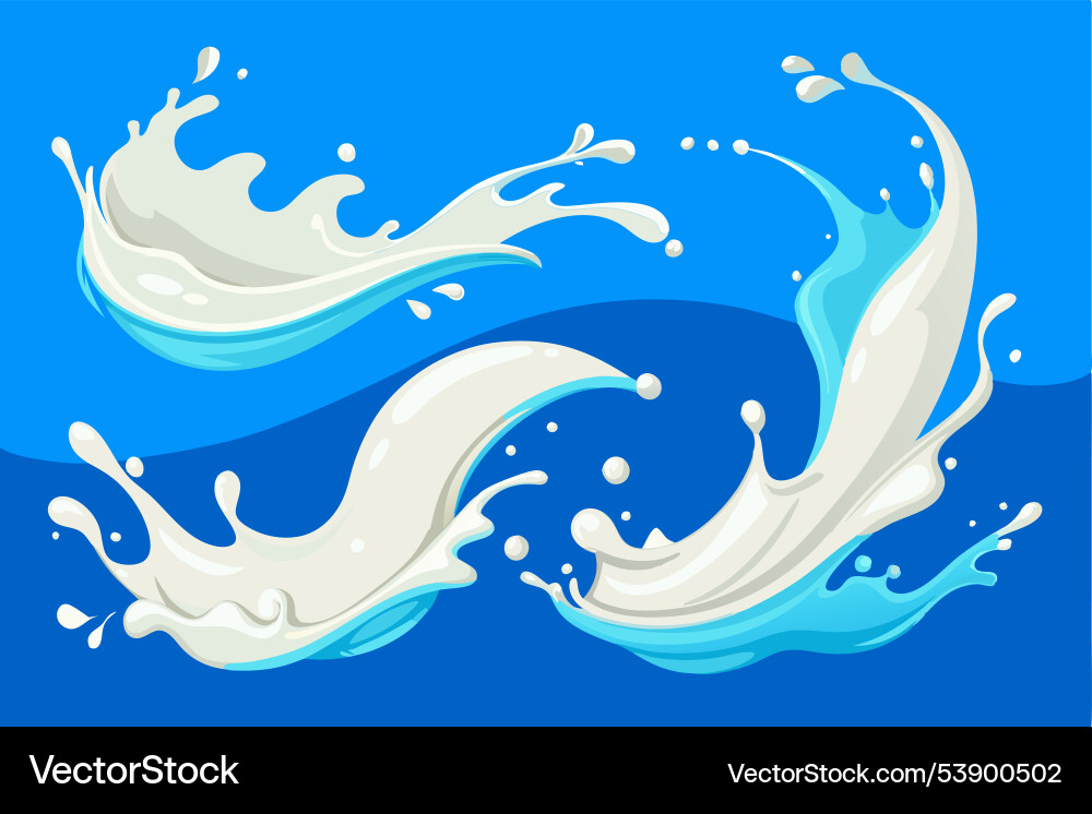 Milk splash and pouring art Royalty Free Vector Image