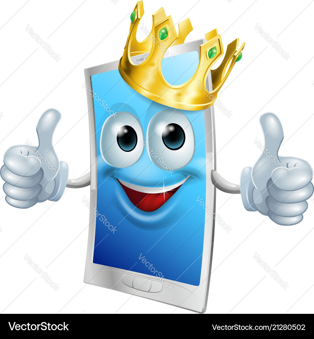 Mobile phone cartoon king Royalty Free Vector Image