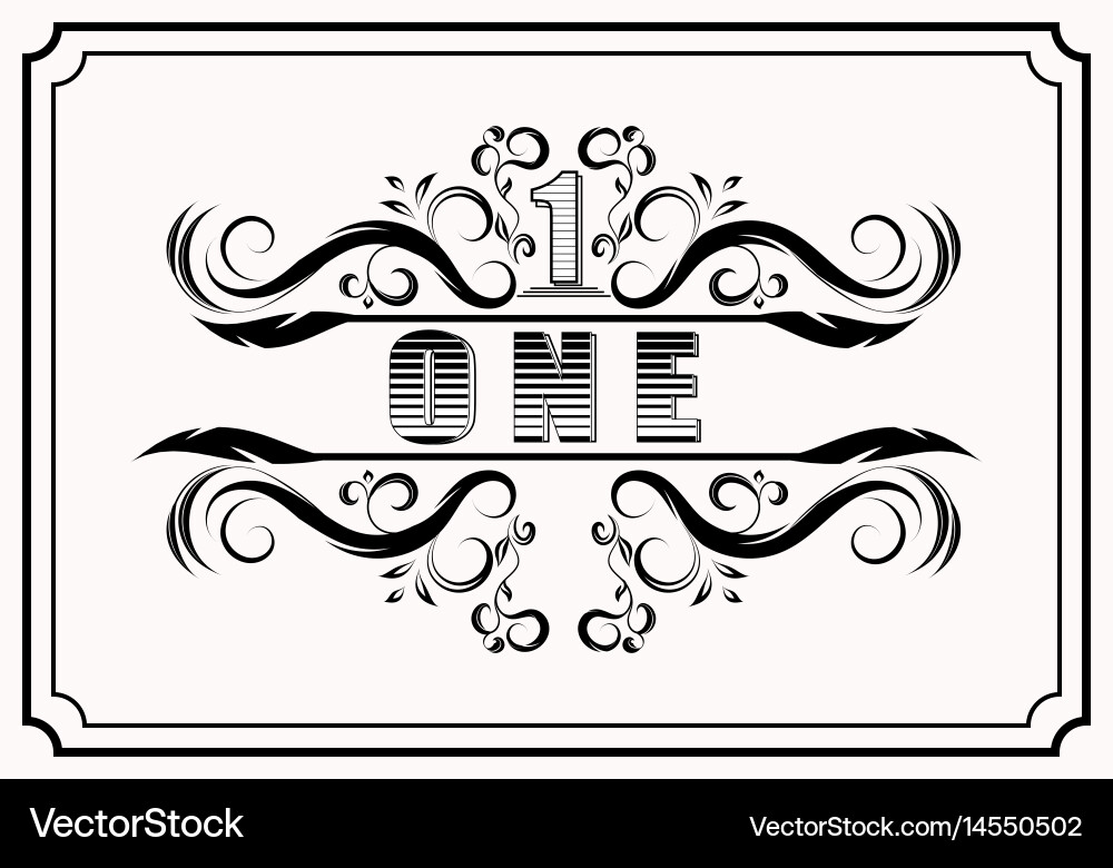 Ornamental sign with one number Royalty Free Vector Image