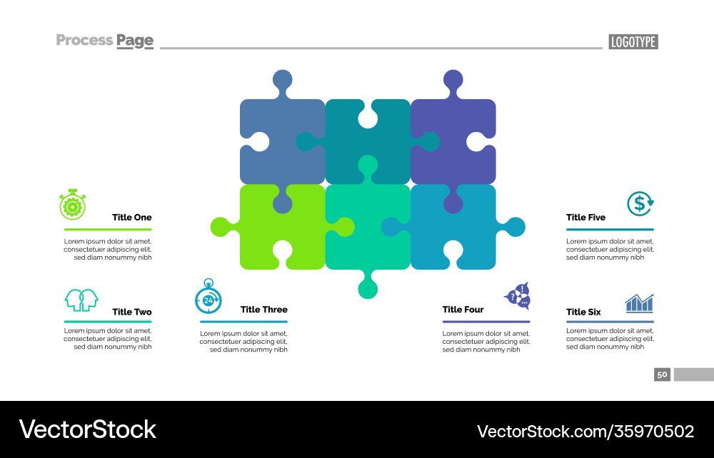 Puzzle diagram with six elements template Vector Image