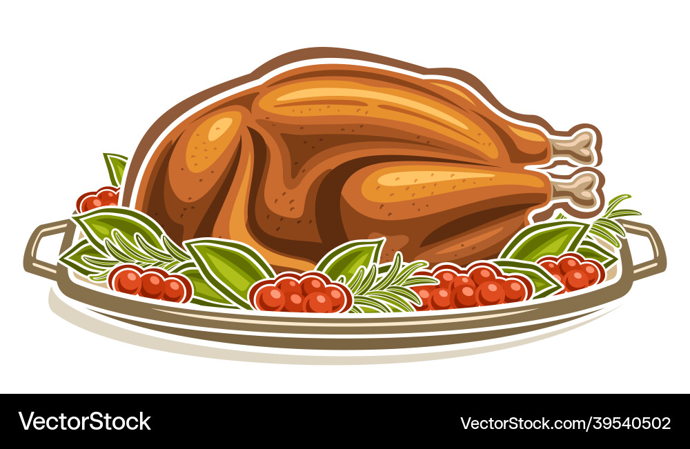 Roast turkey Royalty Free Vector Image - VectorStock
