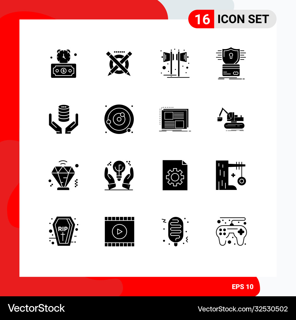 Set 16 modern ui icons symbols signs for hack Vector Image