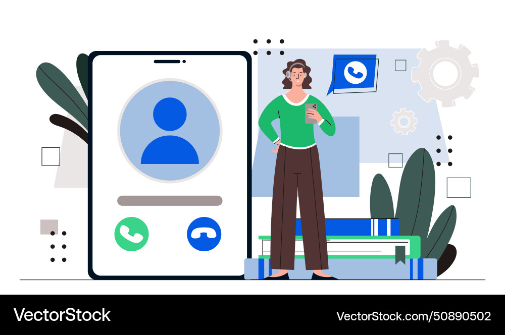 Woman with call center concept Royalty Free Vector Image