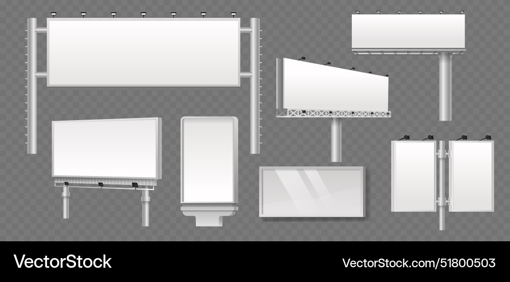 3d collection of various blank billboards Vector Image