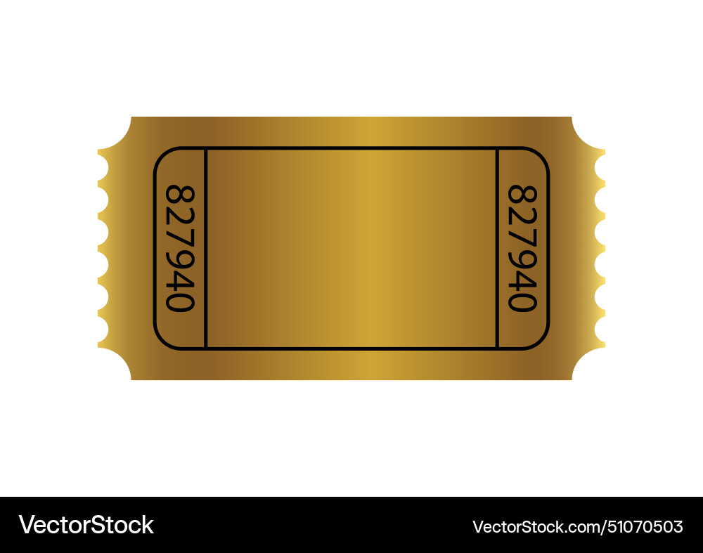 Blank golden ticket icon over white background Vector Image