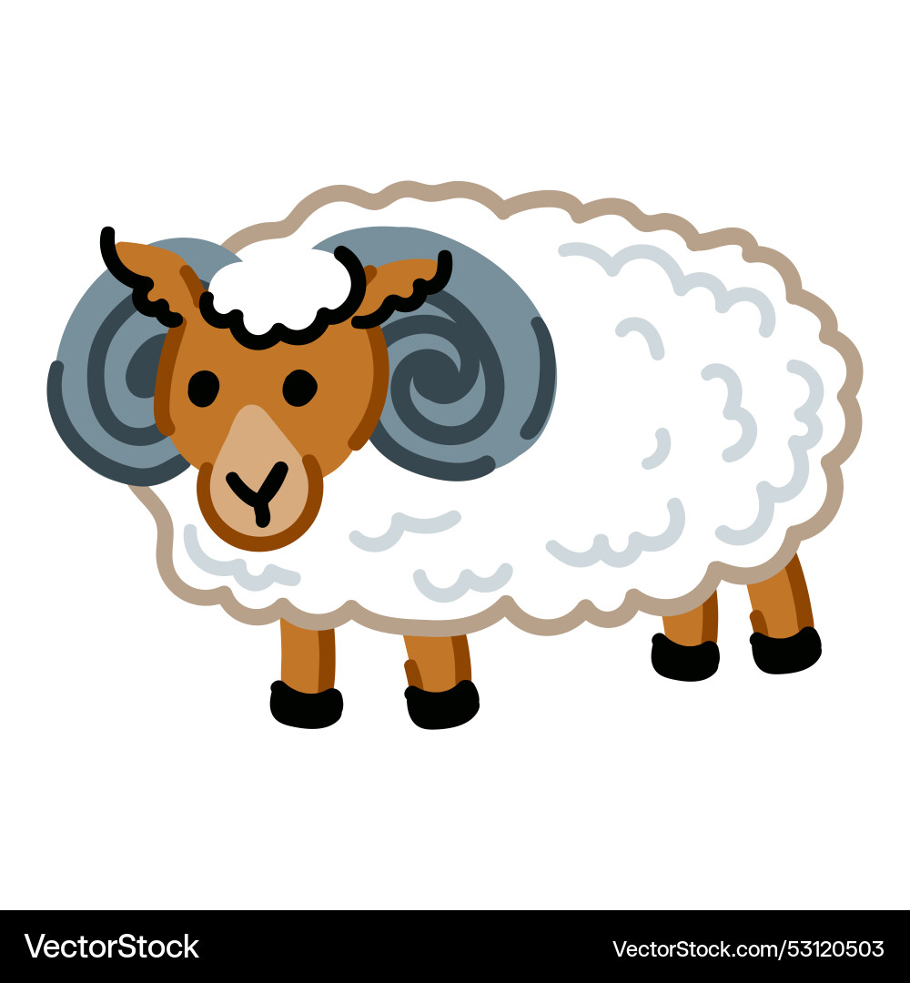 Cute ram isolated on white background Royalty Free Vector