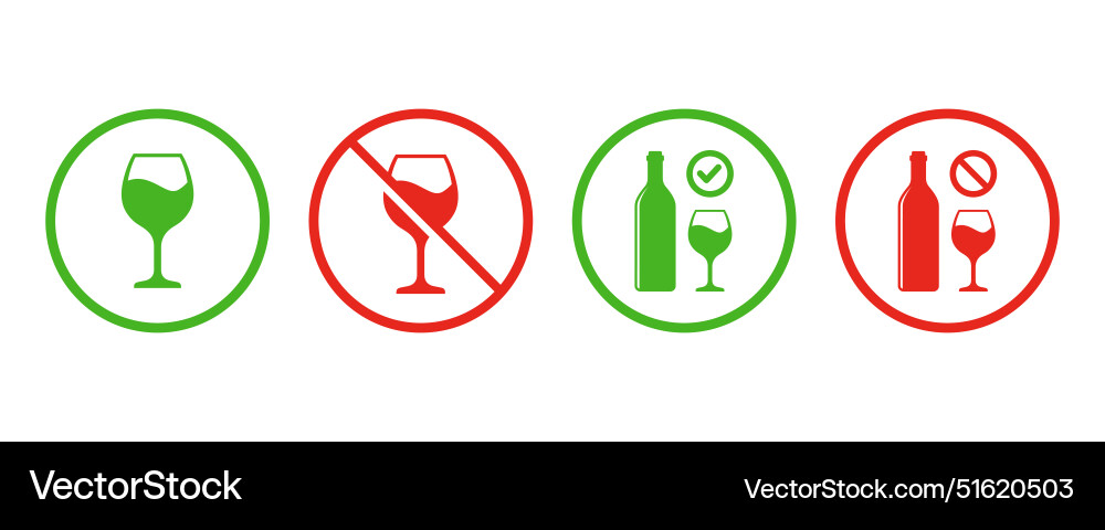 Drink alcohol zone red and green warning signs Vector Image